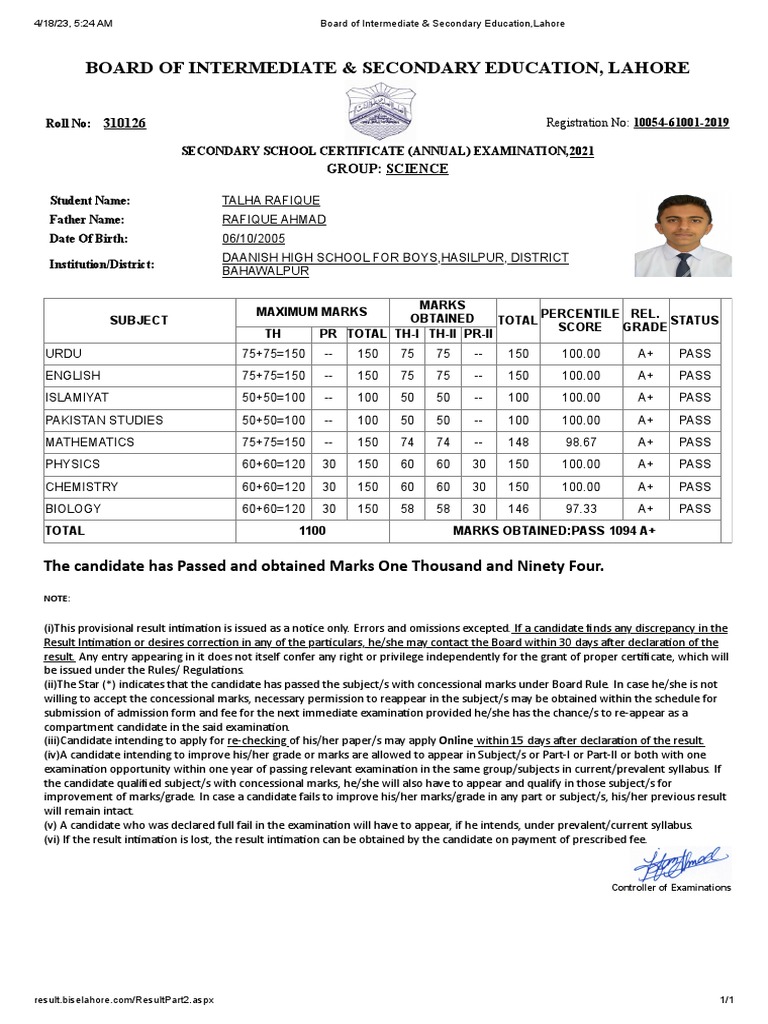 Matric | PDF | Educational Stages