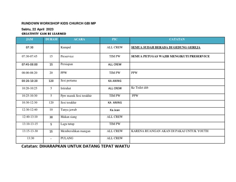 Rundown Workshop KC | PDF