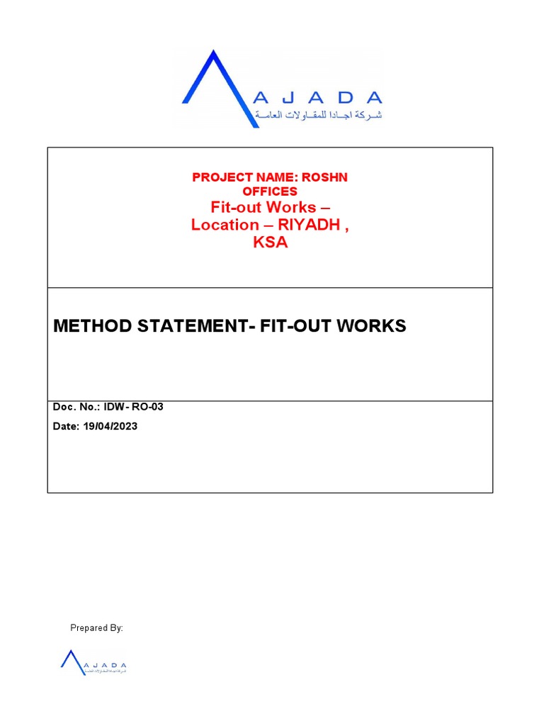 Method Statement-Fit-Out Works | Download Free PDF | Drywall | Pipe ...
