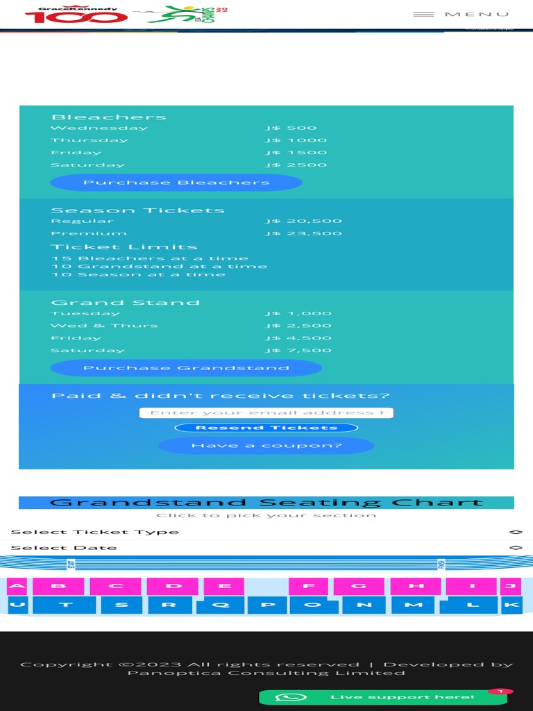 Grandstand Seating Chart: Bleachers | PDF