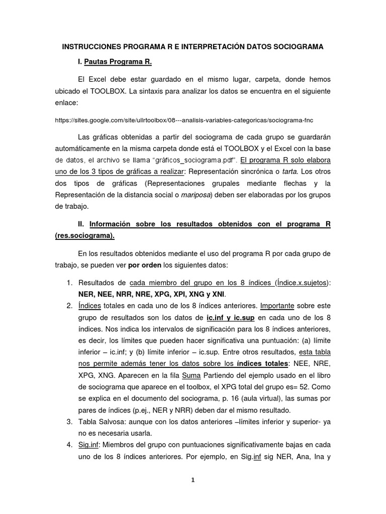 Instrucciones Programa R e Interpretación Datos Sociograma | PDF | Informática
