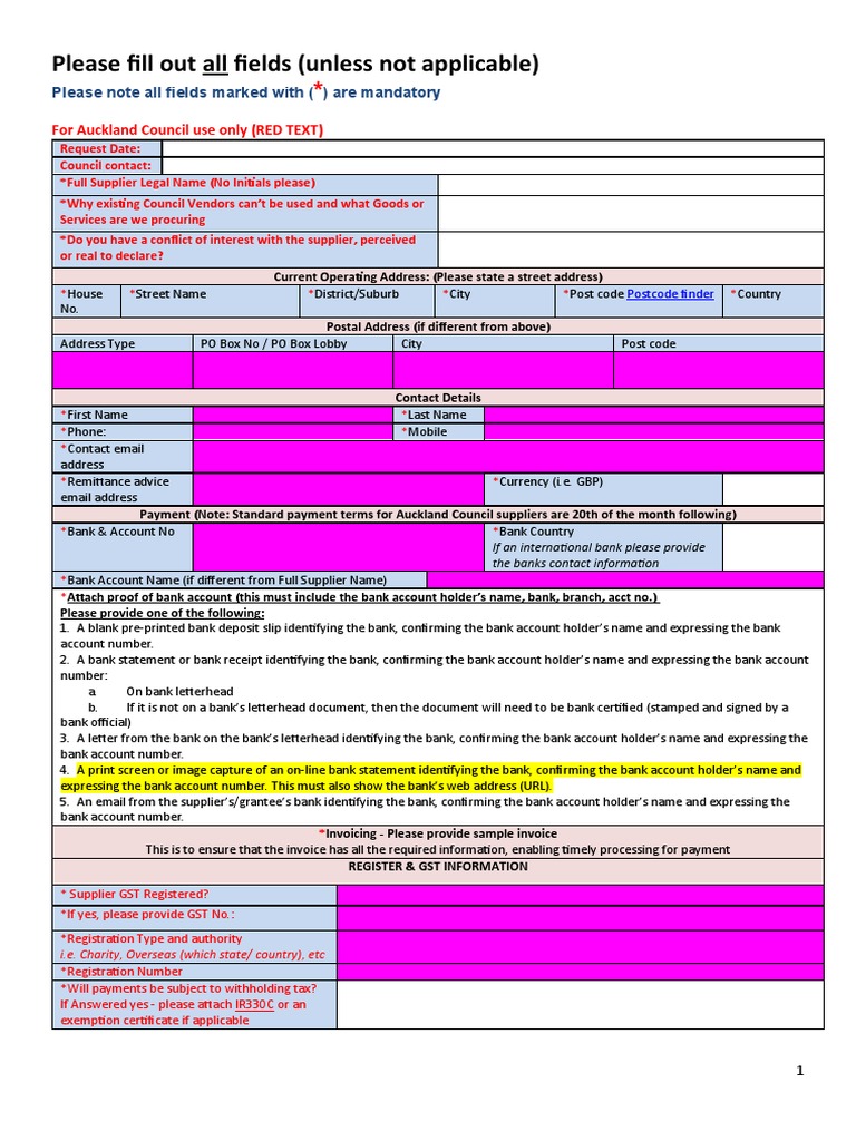 Vendor Set Up Form | PDF | Invoice | Banks