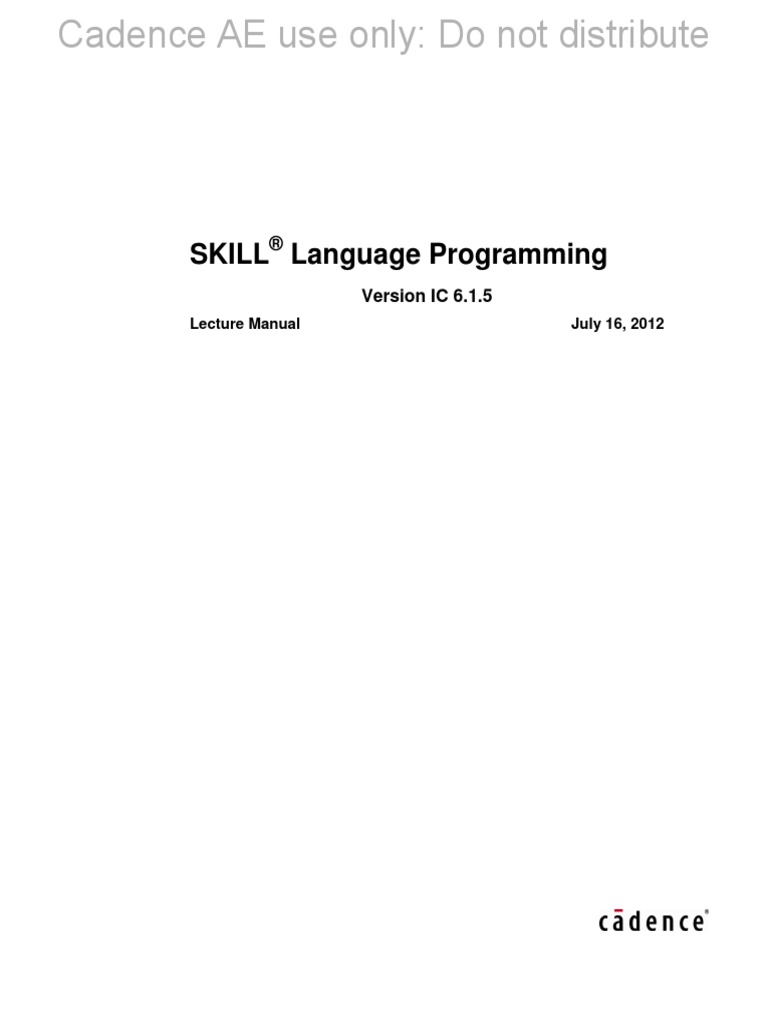 Skill Language Programming: Lecture Manual July 16, 2012 | PDF | Computer Programming | Compiler