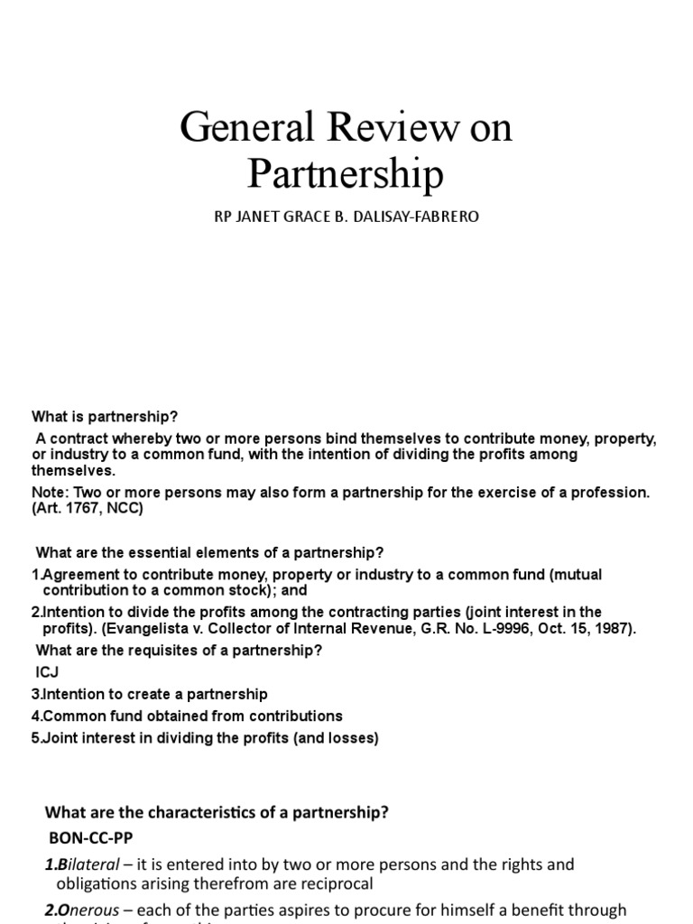 Review Partnership | PDF | Partnership | Assignment (Law)