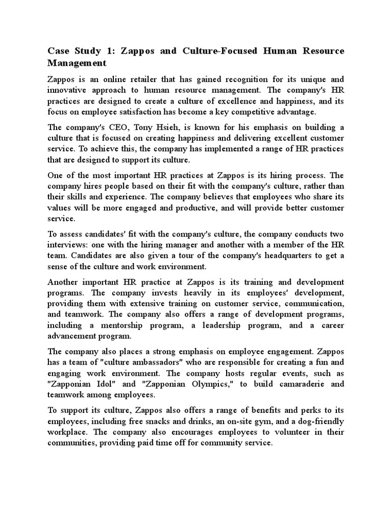 Case Study On Strategic Human Development | PDF | Zappos | Human Resources