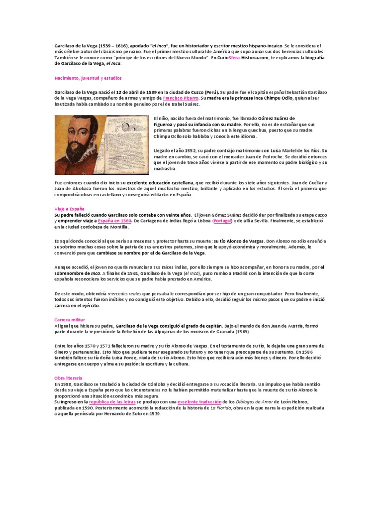 Biografía de Garcilaso de la Vega | PDF | Imperio Inca