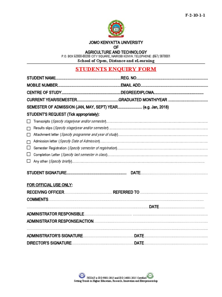 Students Enquiry Form | PDF