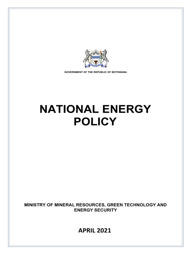 Botswana National Energy Policy 2021 | PDF | Sustainability | Petroleum