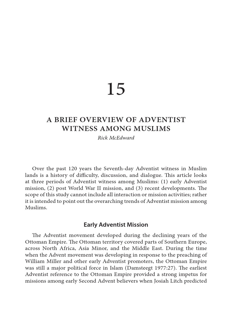 Adventist Missions in Muslim Lands | PDF