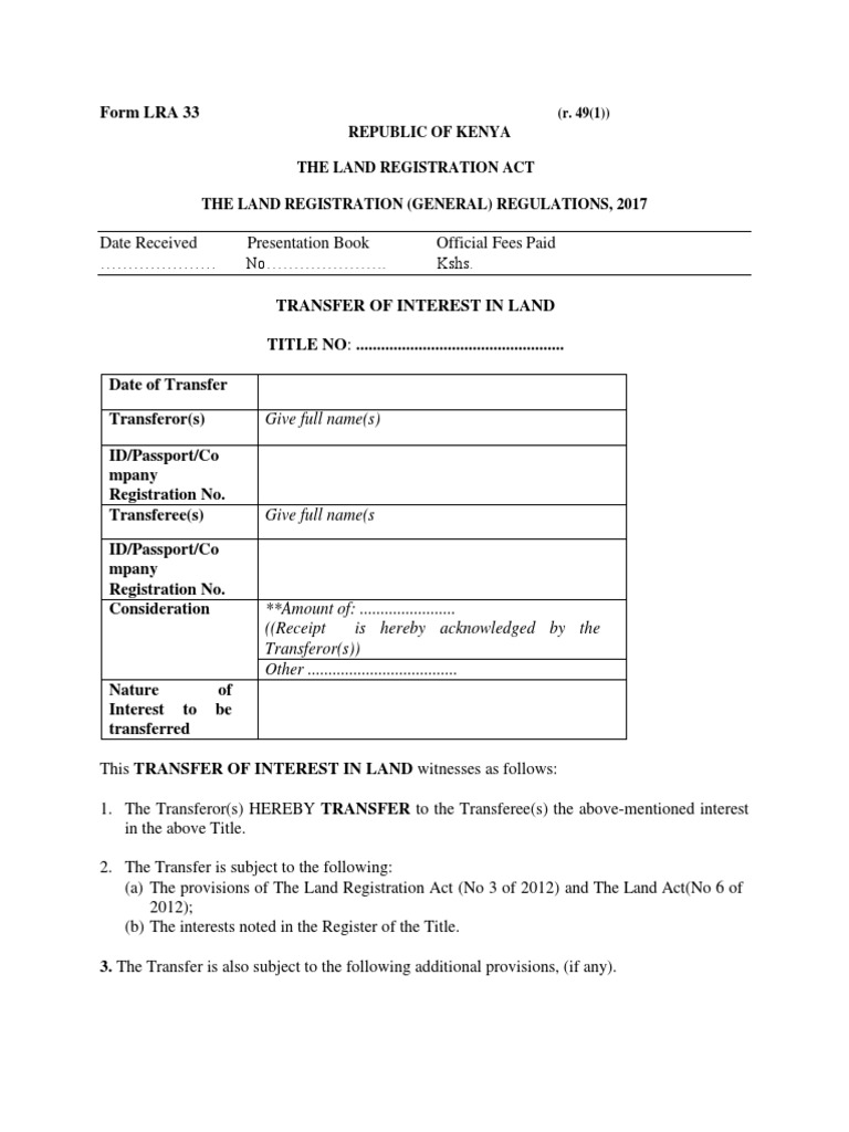 Form-LRA-33 TRANSFER | PDF | Common Law | Document