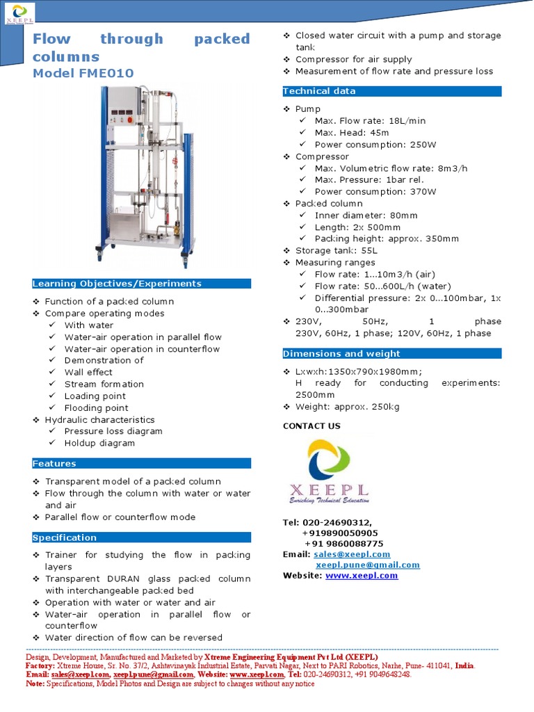 FME 010 Flow through packed columns | PDF | Water | Pump