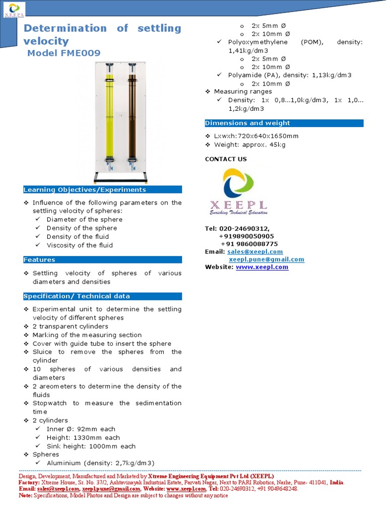 Settling Velocity Experiment Setup | PDF