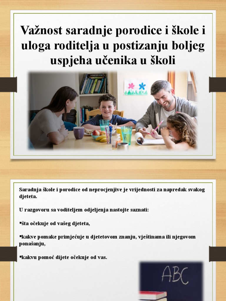 Saradnja Porodice I Škole | PDF