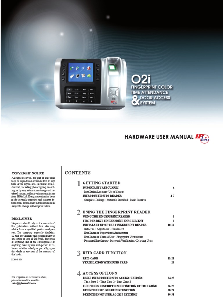 HW IP O2i | PDF | Fingerprint | Radio Frequency Identification