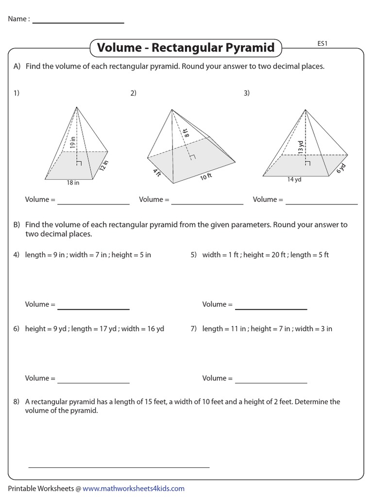 Rectangular Pyramid Easy 1 | PDF | Length | Volume