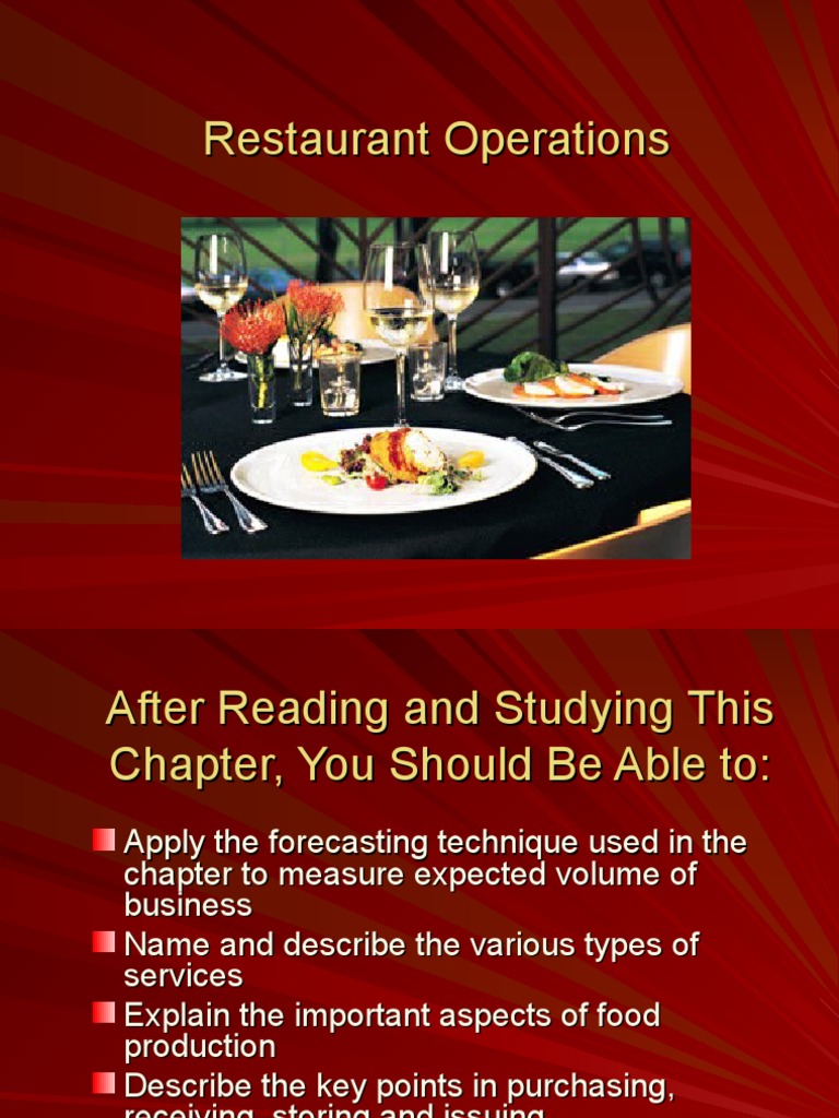 Restaurant Operations | PDF | Restaurants | Inventory