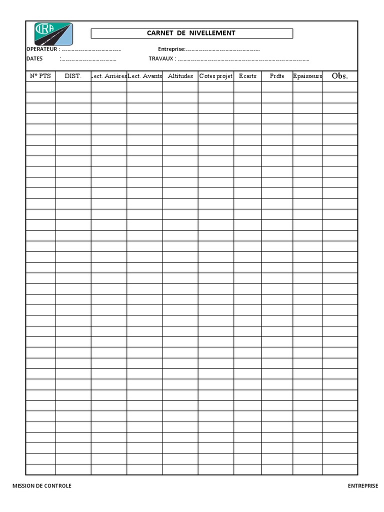 Fiche de Nivellement | PDF