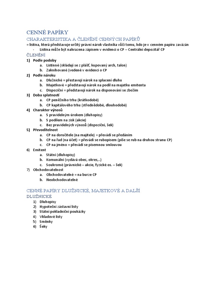 Cenné Papíry | PDF