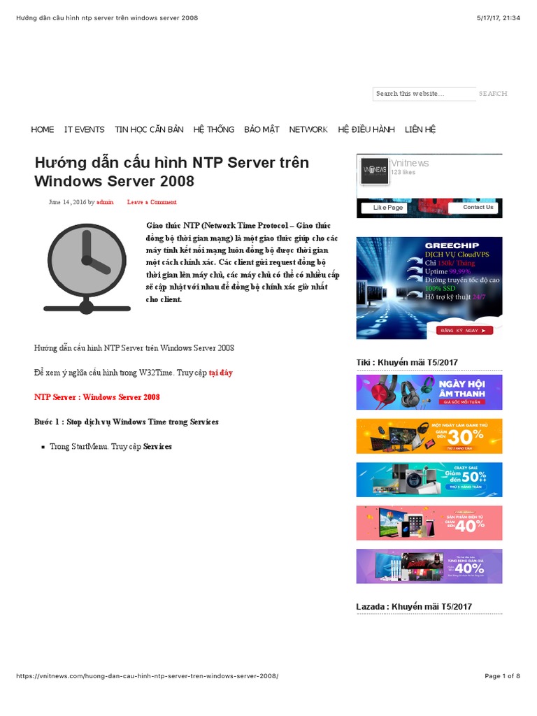 Hướng dẫn cấu hình ntp server trên windows server 2008 | PDF