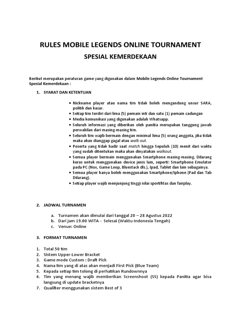 RULES MLBB SPESIAL KEMERDEKAAN-1 | PDF