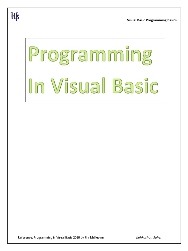 Visual Basic Programming Basics Pdf Control Flow Variable Computer Science 6051
