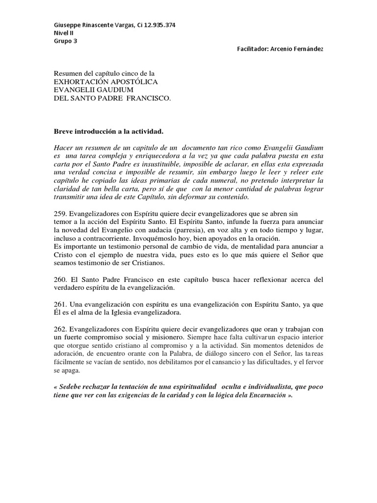 Trabajo Evangeli Gaudium | PDF | La resurrección de Jesús | María ...