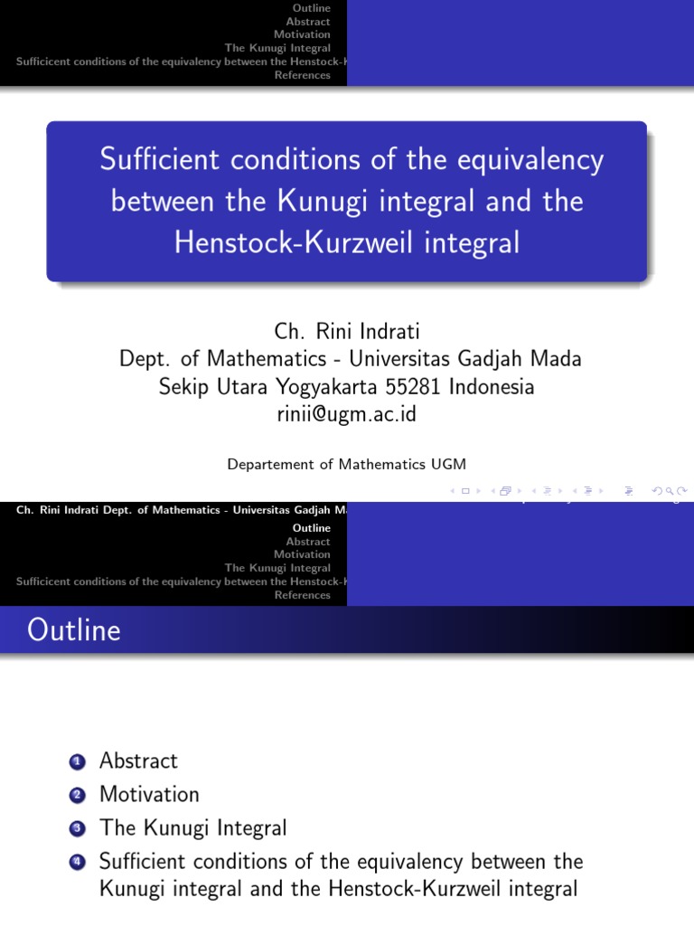Christiana Rini Indrati - Sufficient Conditions of The Equibalencey Between The Kunugi Integral ...