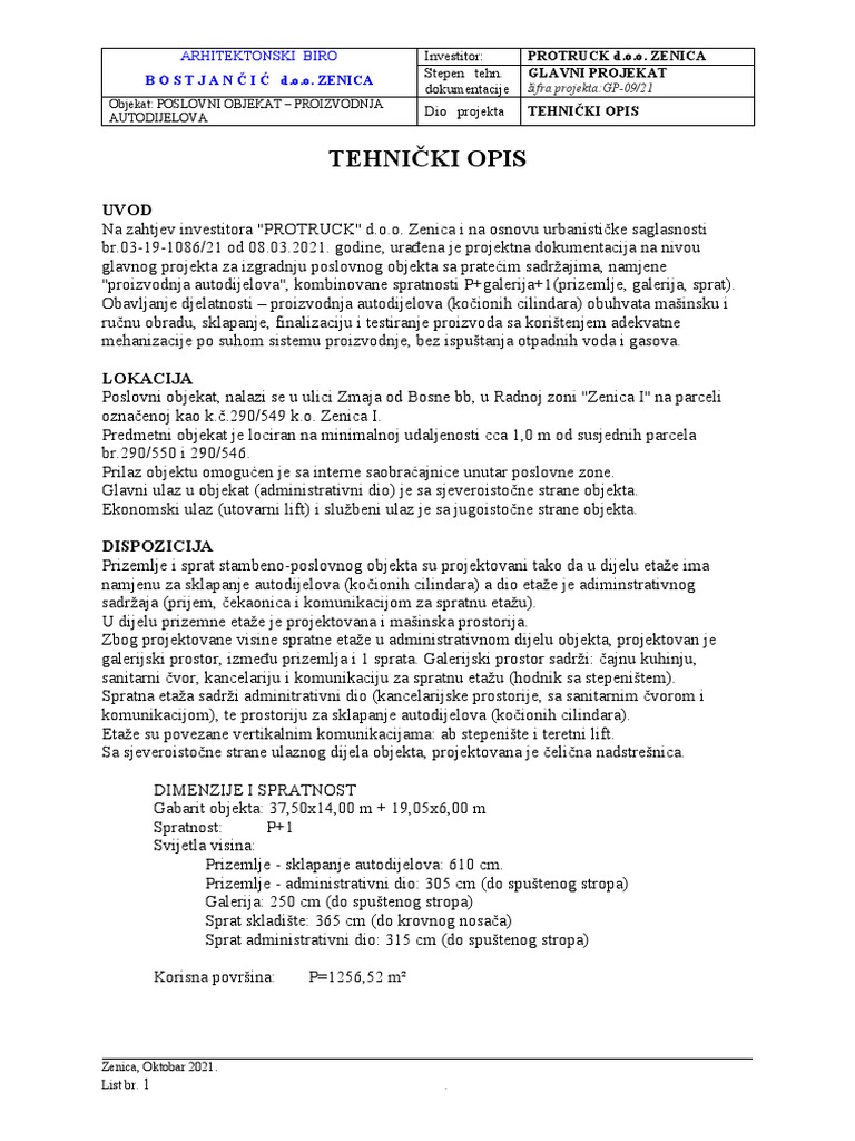 TEHNICKI OPIS (Arhitektura) | PDF