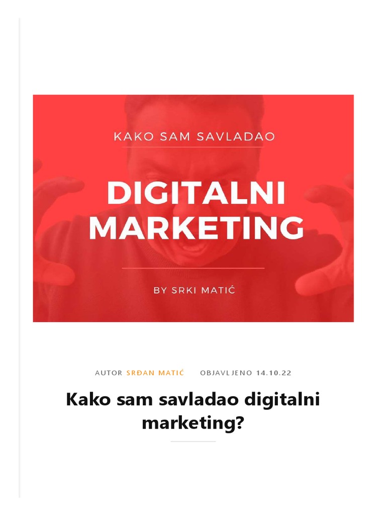 Kako Sam Savladao Digitalni Marketing - Marketing Klub | PDF