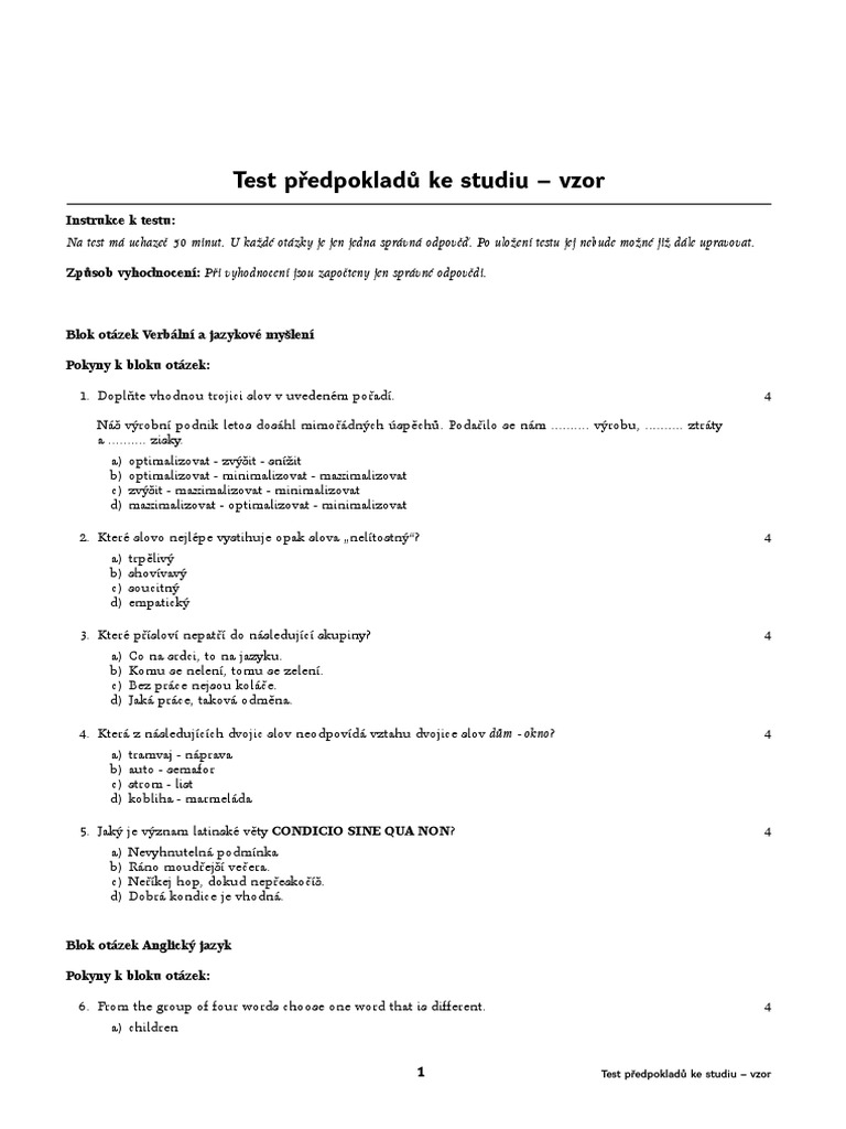 Vzorove Testy BC | PDF