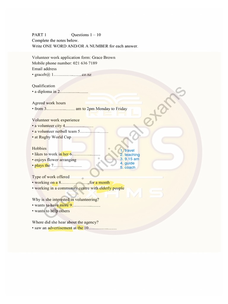 Travel 2. Teaching 3. 9.15 Am 4. Guide 5. Coach | PDF