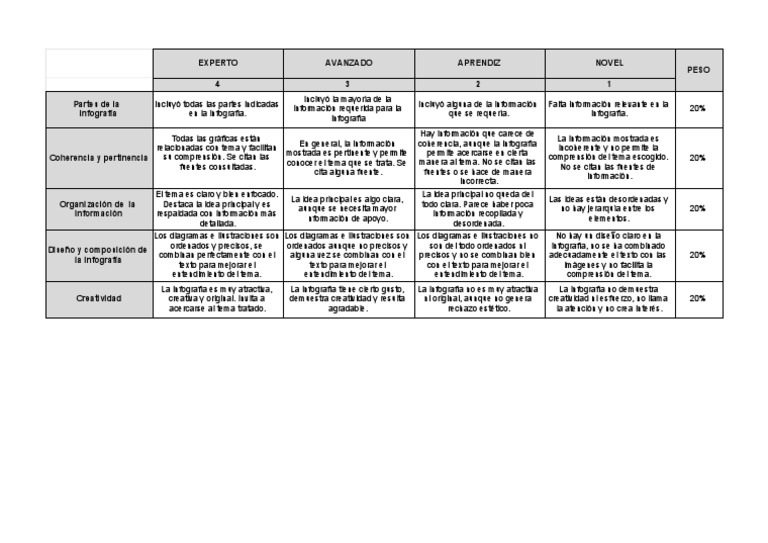 Rúbrica - Realización de Una Infografía | PDF | Infografia | Información