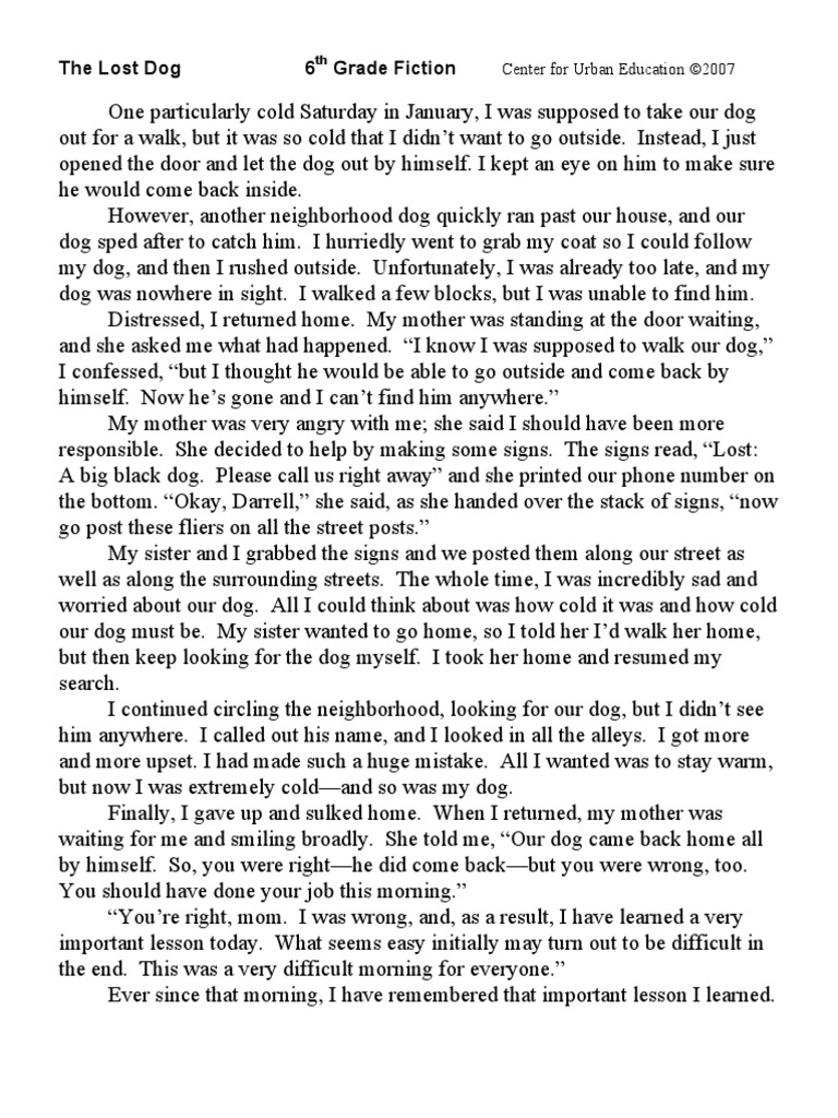 The Lost Dog: A Lesson in Responsibility | PDF