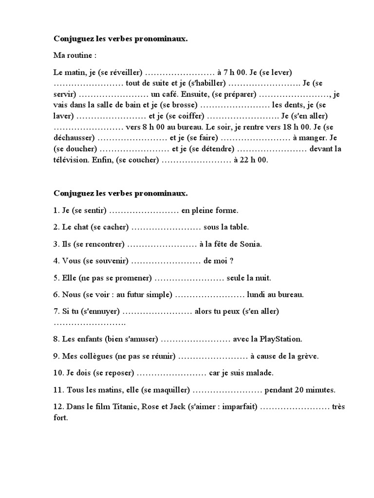 Conjugaison des verbes pronominaux | PDF