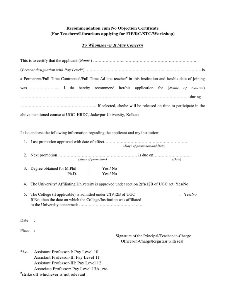 Format NOC Teachers - Librarians - 2022 23 | PDF