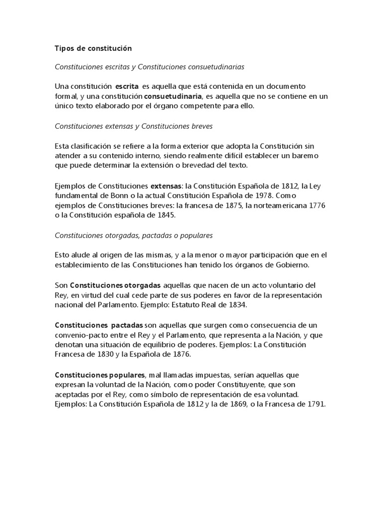 Constituciones Escritas y Constituciones Consuetudinarias: Tipos de ...