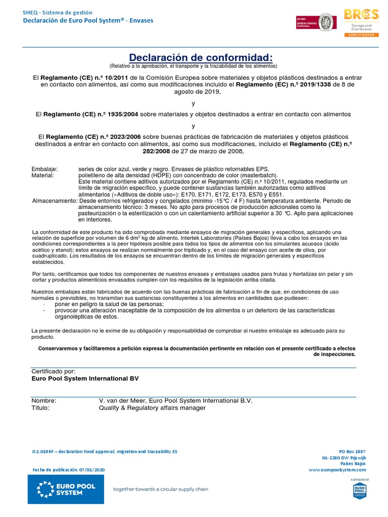 0.1.019RF - Declaration Food Approval Migration and Traceability - ES1 ...