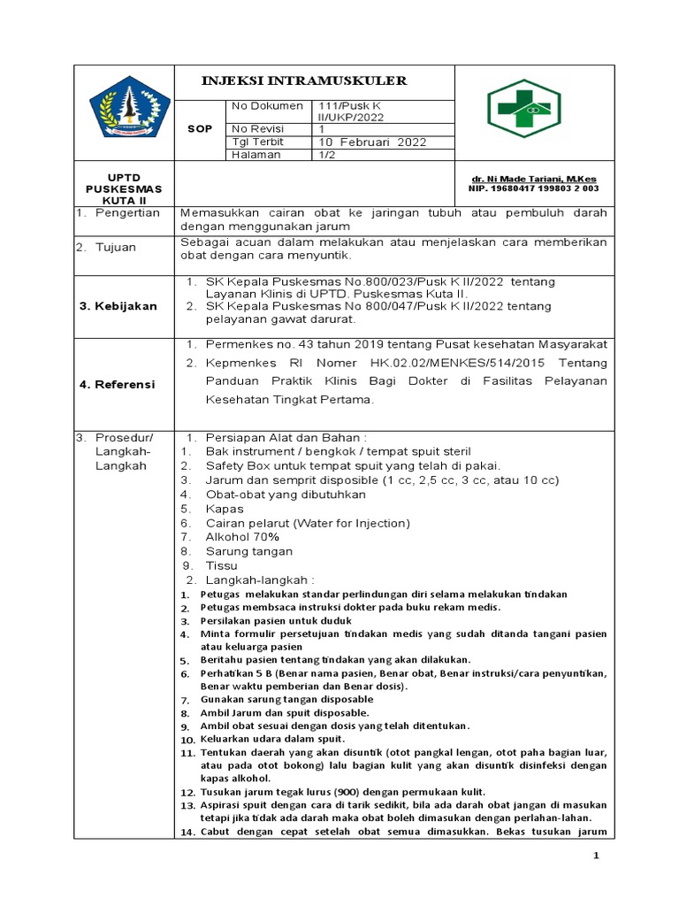 Injeksi Intramuskuler | PDF