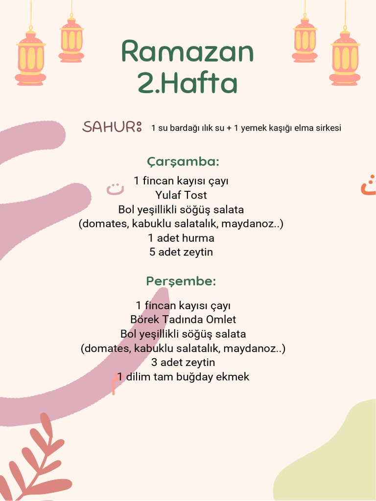 Ramazan Diyeti 2. Hafta | PDF