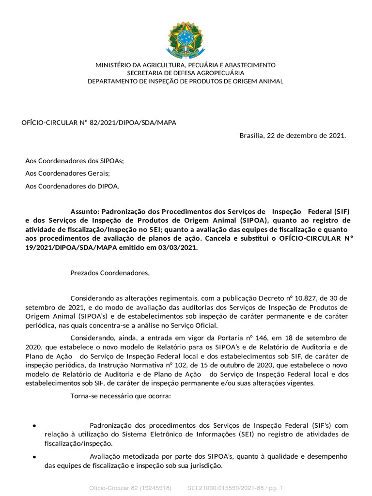Of Circ 82 2021 Padronização Procedimentos Fiscalização Cancela O 19 Pdf Adoção Science