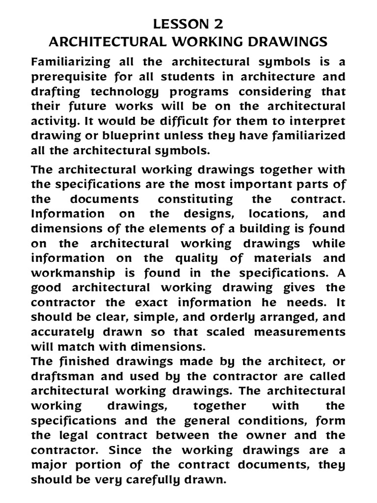 Lesson 2 Architectural Working Drawings | PDF