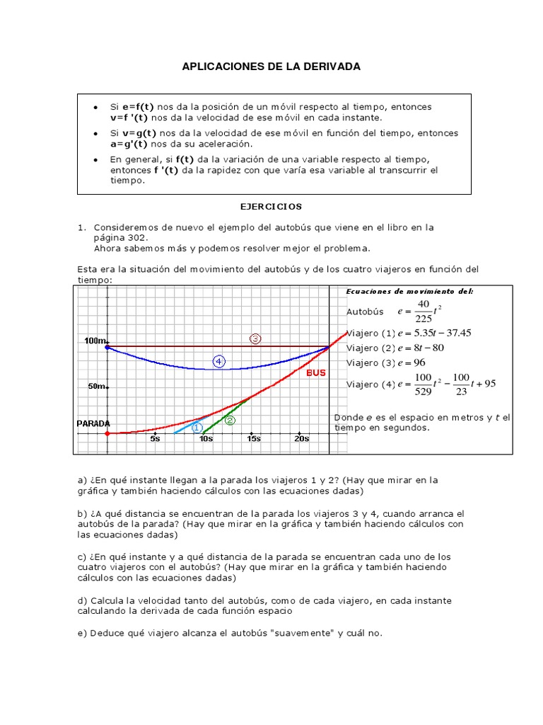 Aplicaciones de La Derivada: V F ' (T) Nos Da La Velocidad de Ese Móvil en Cada Instante. A G ...