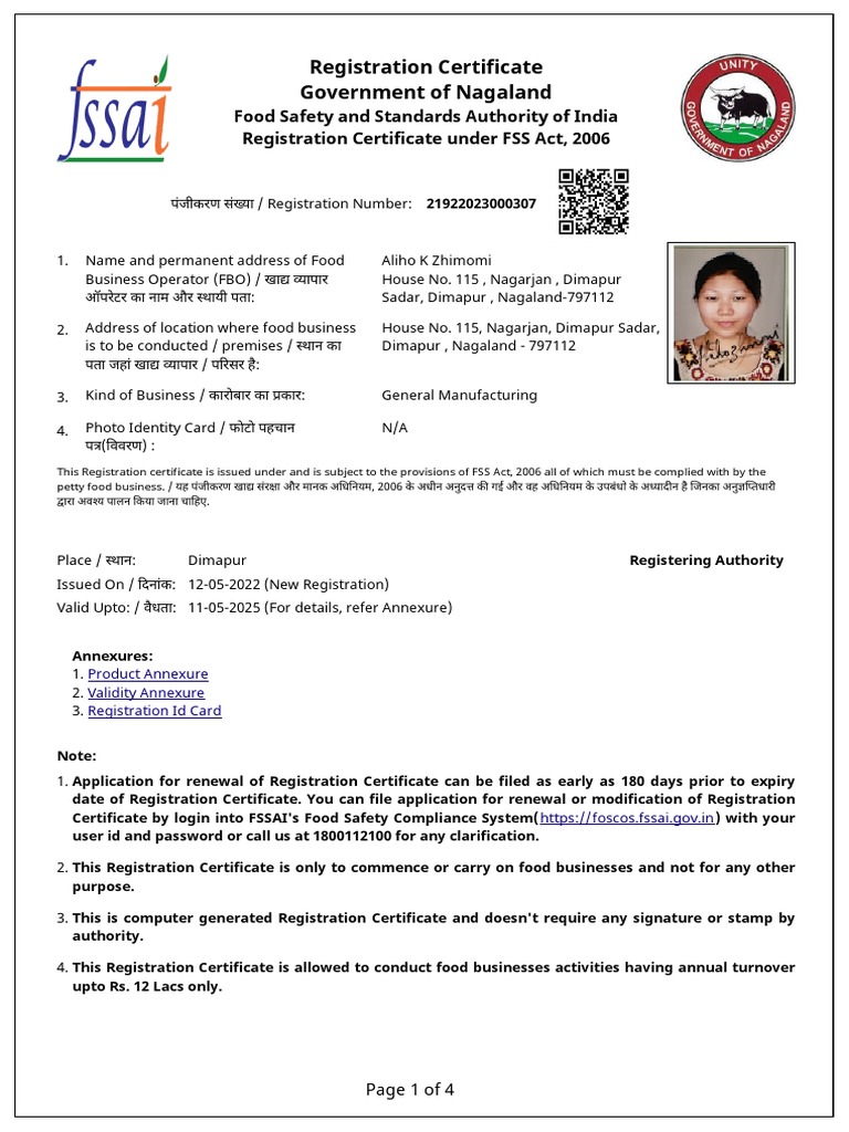 Registration Certificate Government of Nagaland | PDF | Identity Document | Authentication