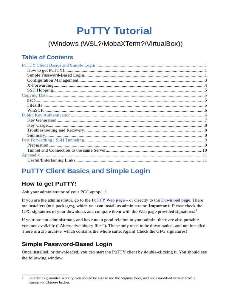 PuTTY Tutorial Hardware | PDF | Secure Shell | Password