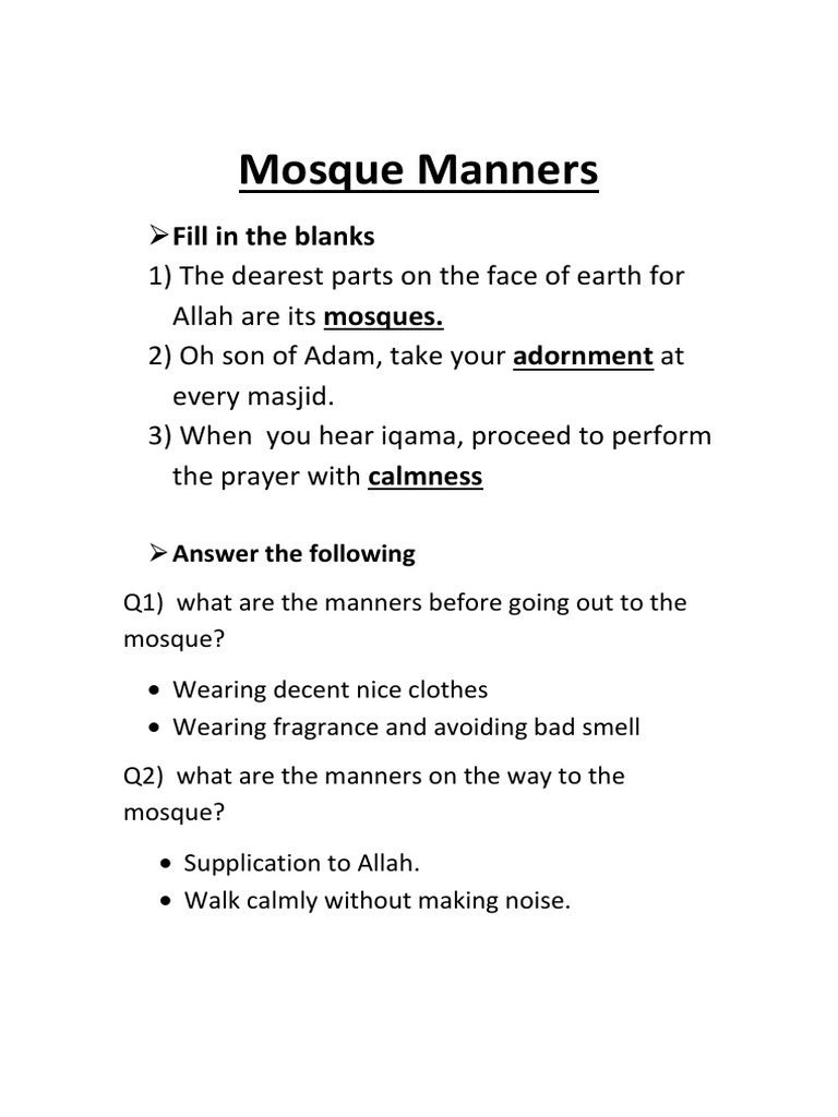 Mosque Manners | PDF