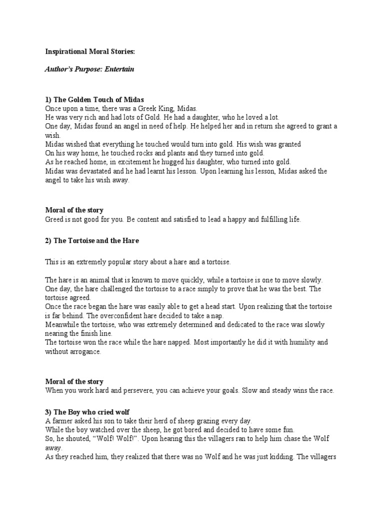 Short Inspirational Moral Stories | PDF Short Inspirational Moral Stories | PDF