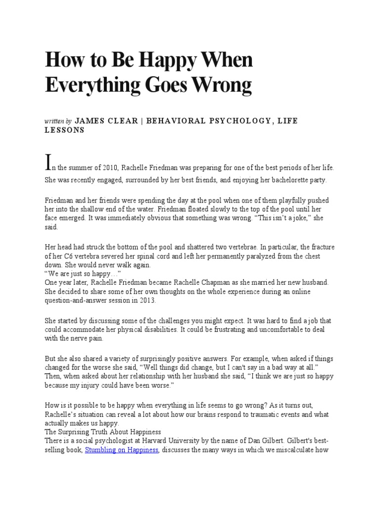 How To Be Happy When Everything Goes Wrong - ARTICLE | PDF | Cognitive ...