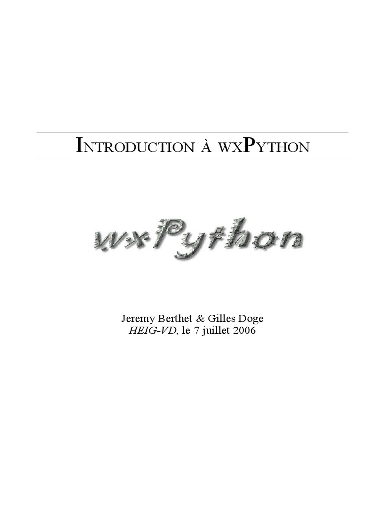 Introduction A Wxpython | PDF | Python (Langage de programmation) | Informatique