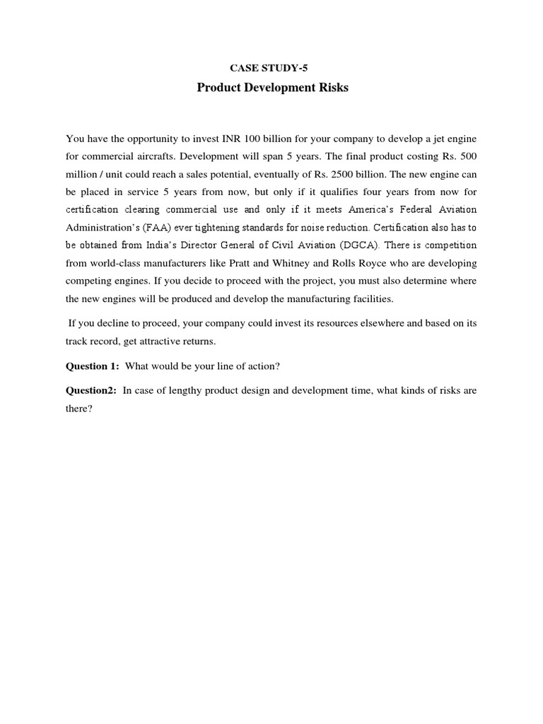 Case Study Product Development Risk | PDF
