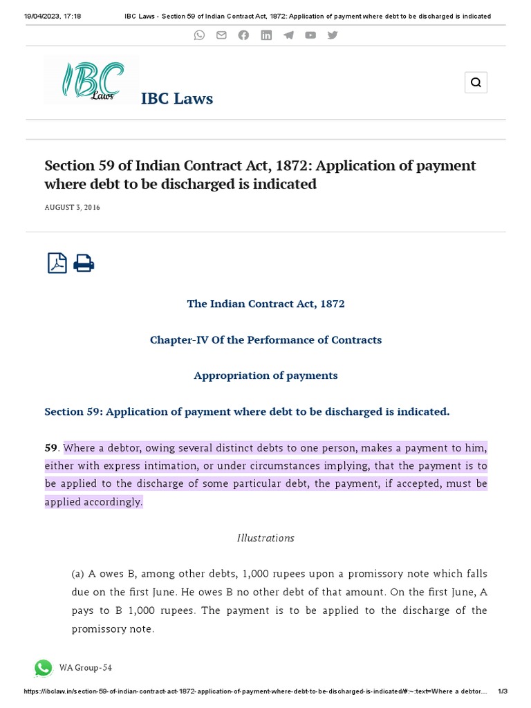 IBC Laws - Section 59 of Indian Contract Act, 1872 - Application of ...